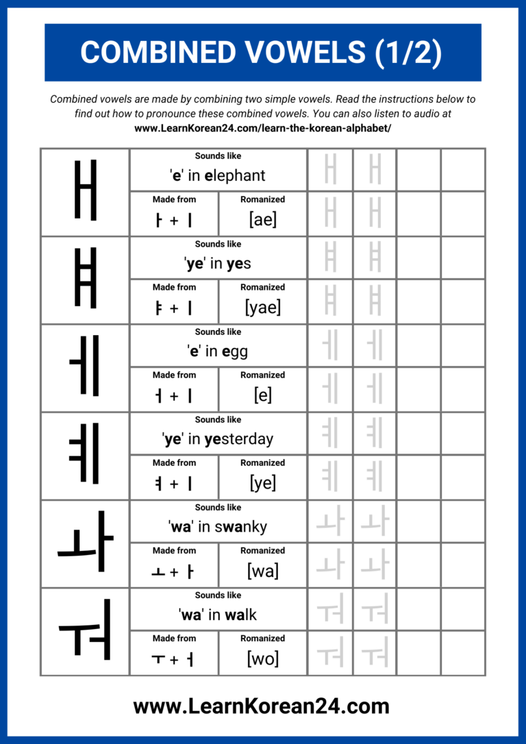 Free Korean Alphabet Worksheets (PDF) - LearnKorean24